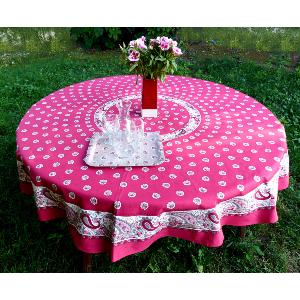 Nappe Ronde Rose diamètre 175 cm motif Maianenco