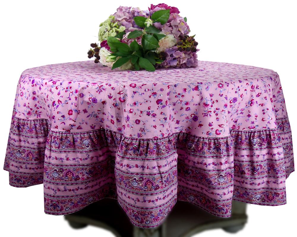 Nappe Ronde Mauve diamètre 180 cm motif "Champêtre"